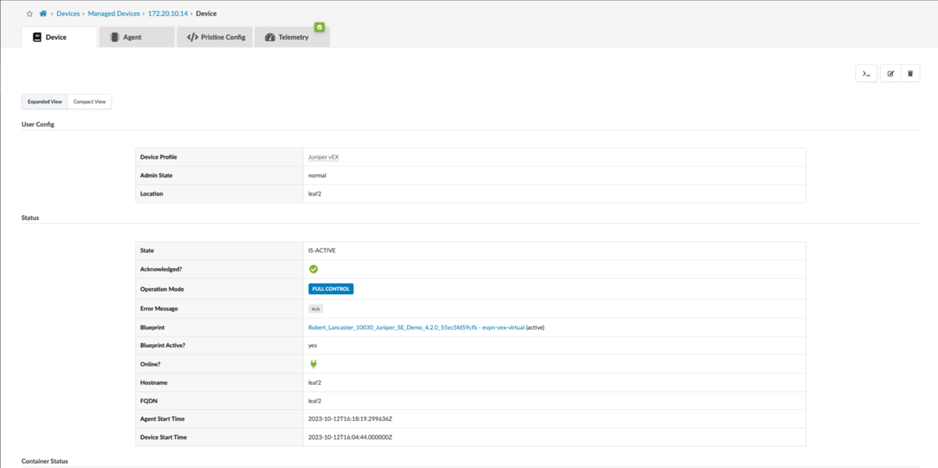 Apstra 60 Quick Start Step 2 Up And Running Juniper Networks