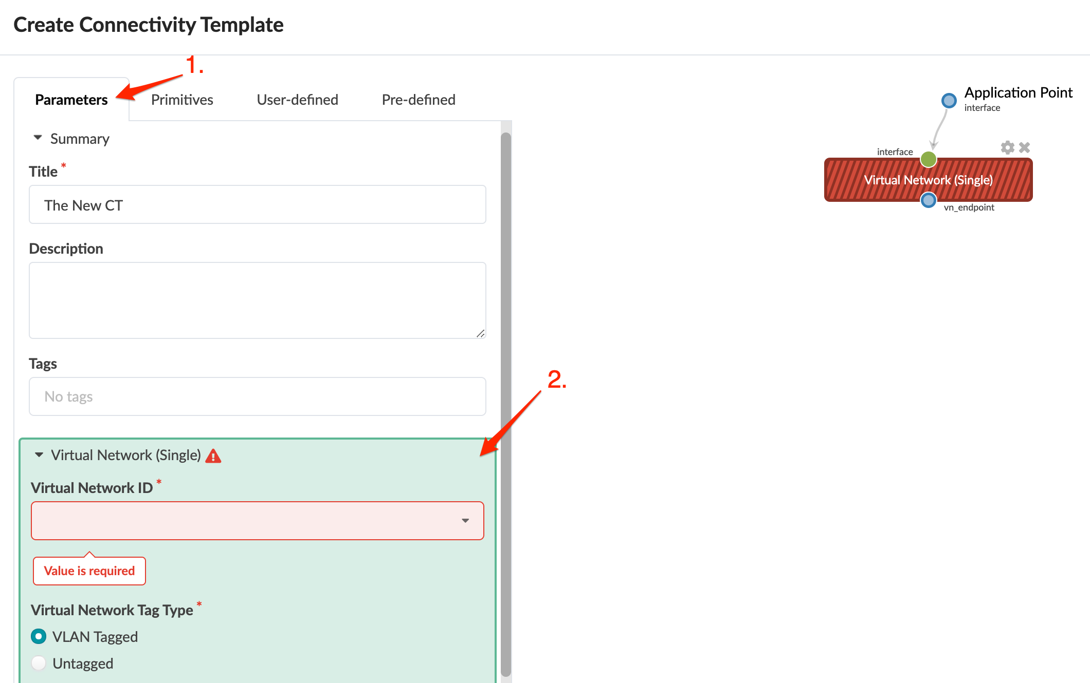 Create Connectivity Template for Multiple VNs on Same Interface (Example) | Apstra 5.0 | Juniper ...