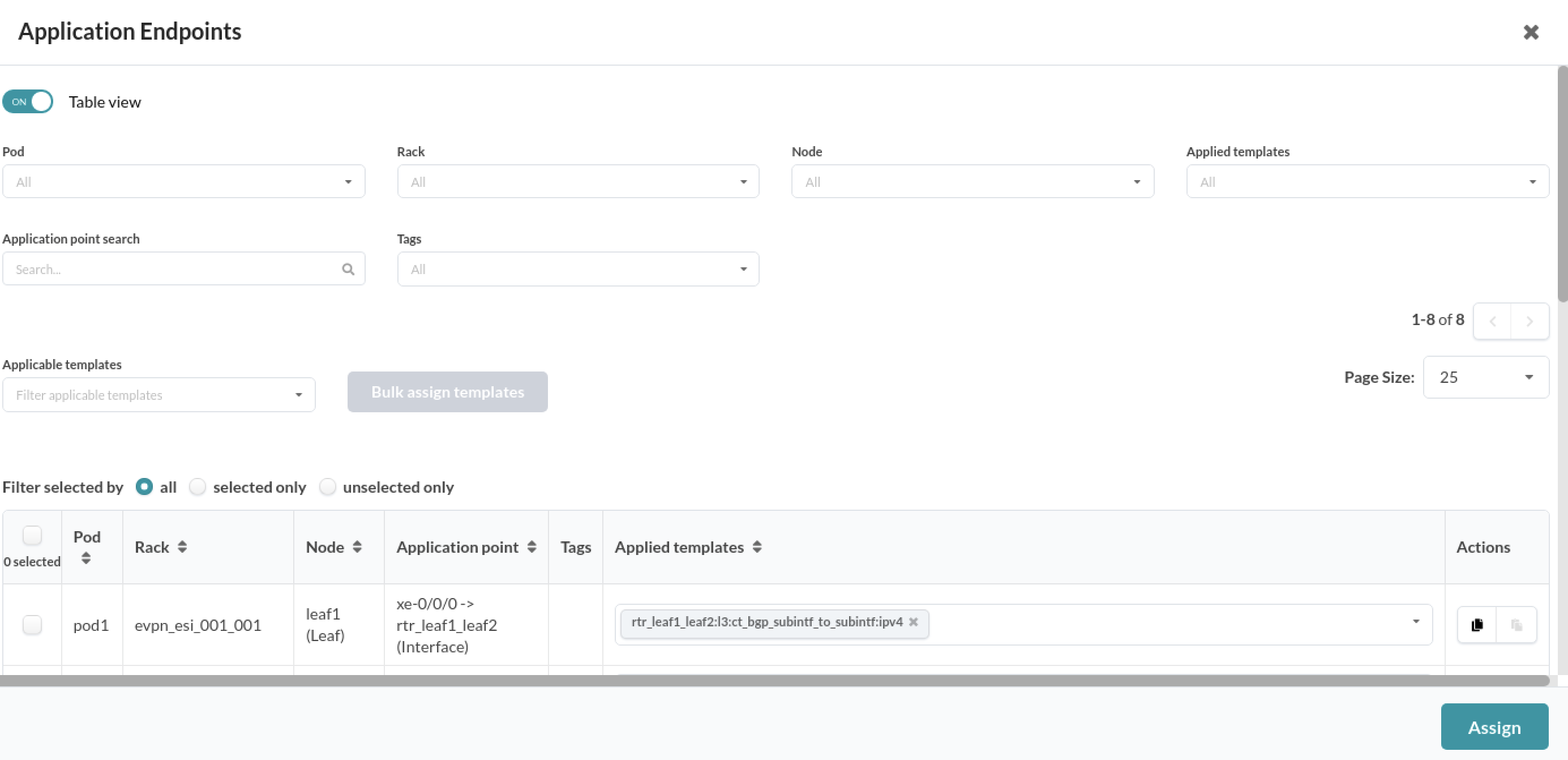 Update Connectivity Template Assignments | Apstra 5.1 | Juniper Networks