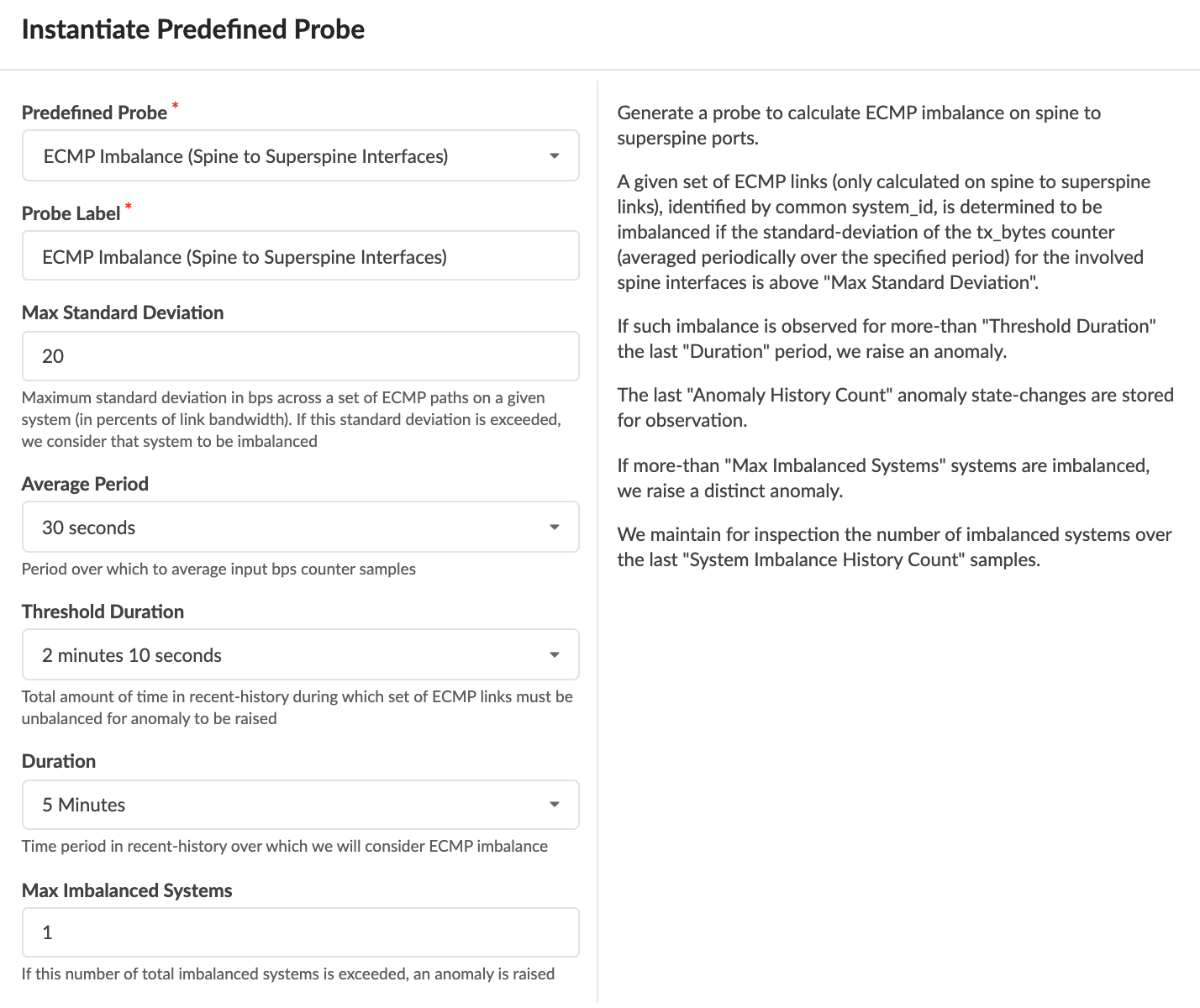 ECMP Imbalance (Spine to Superspine Interfaces) Probe | Apstra 5.1 | Juniper Networks
