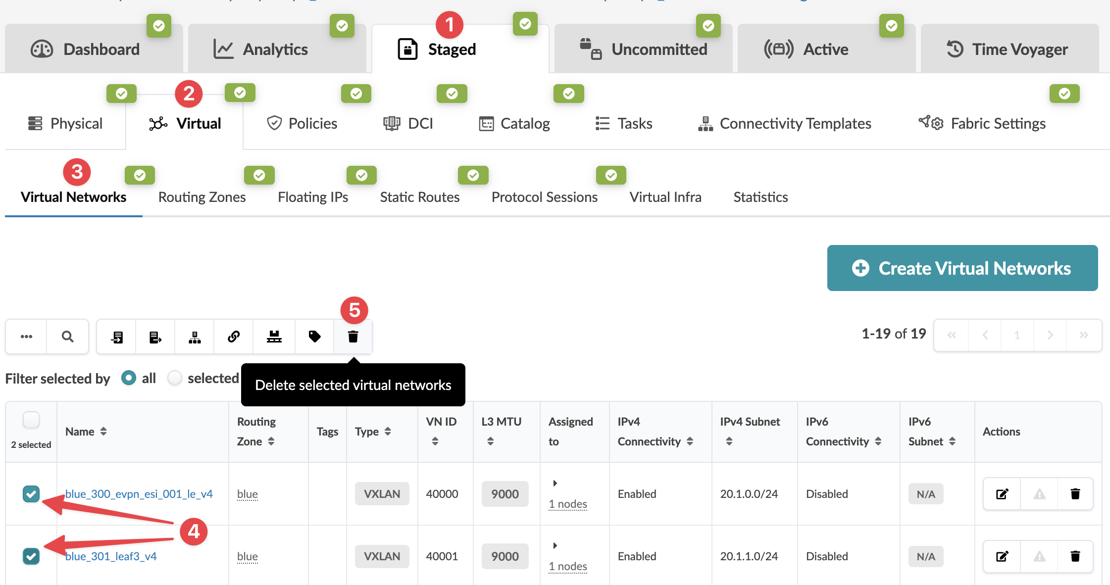 Delete Virtual Network | Apstra 6.1 | Juniper Networks