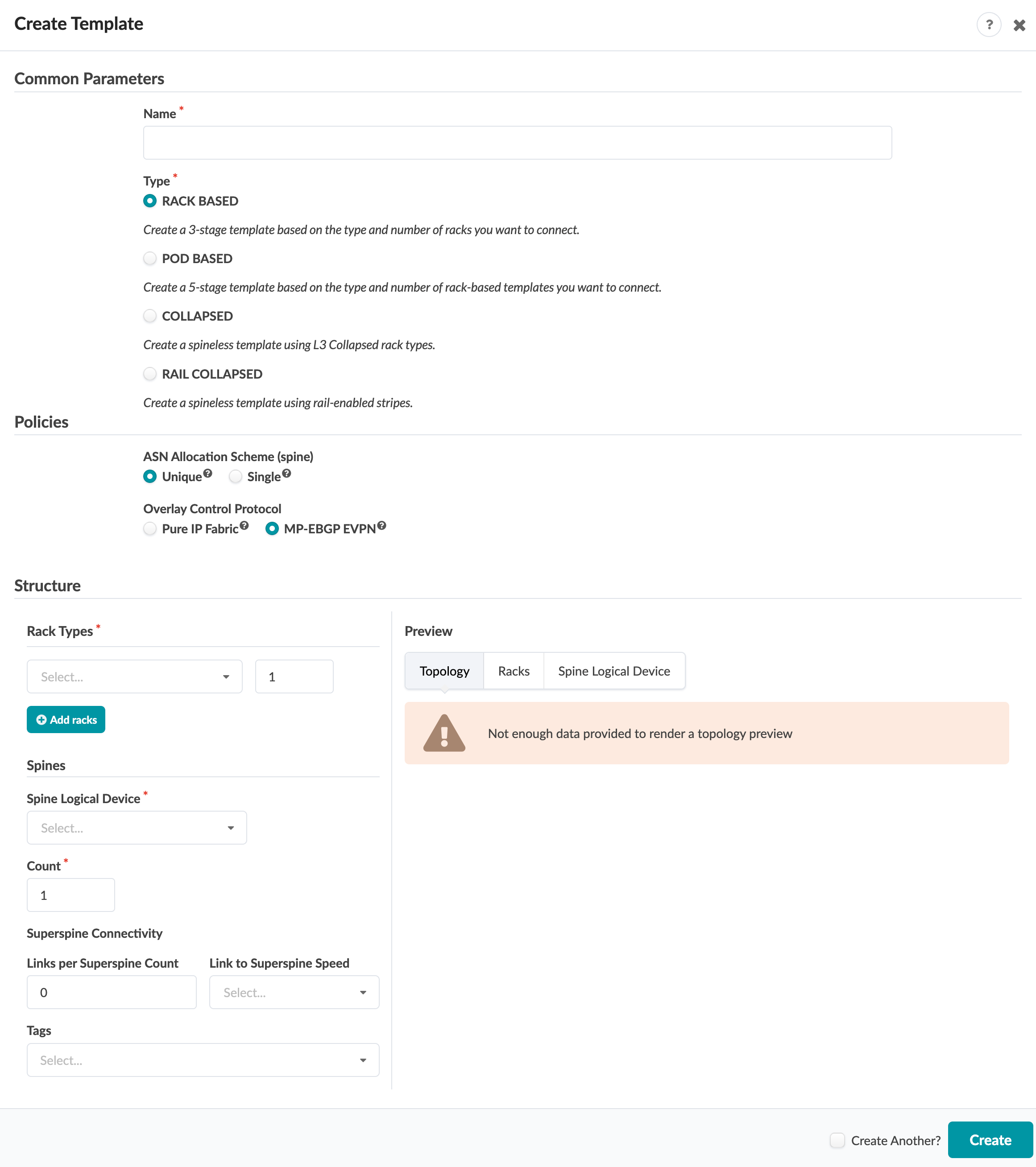 Create Template (Rack-based) | Apstra 6.1 | Juniper Networks