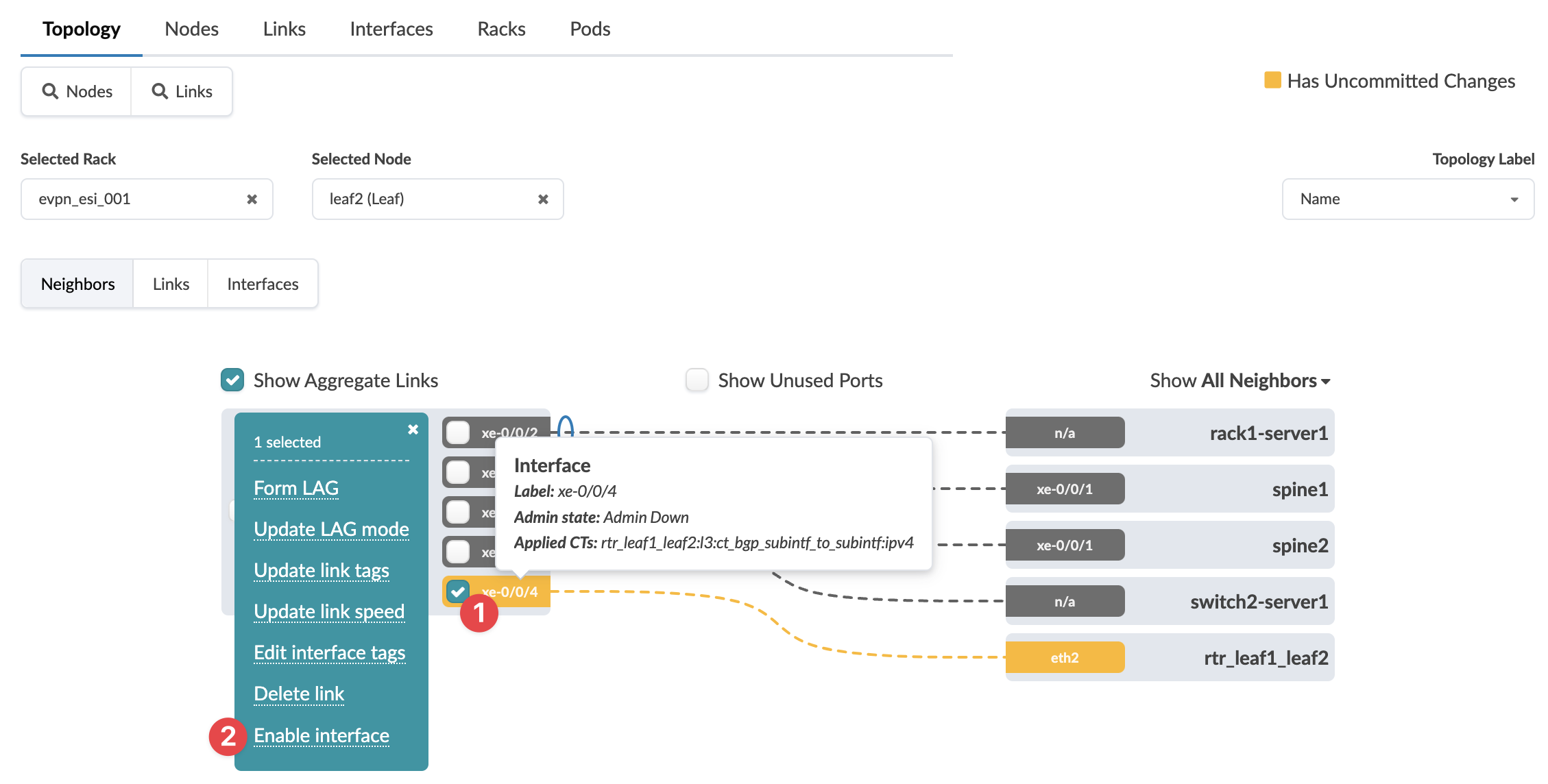 Bring Interface Up | Apstra 6.1 | Juniper Networks