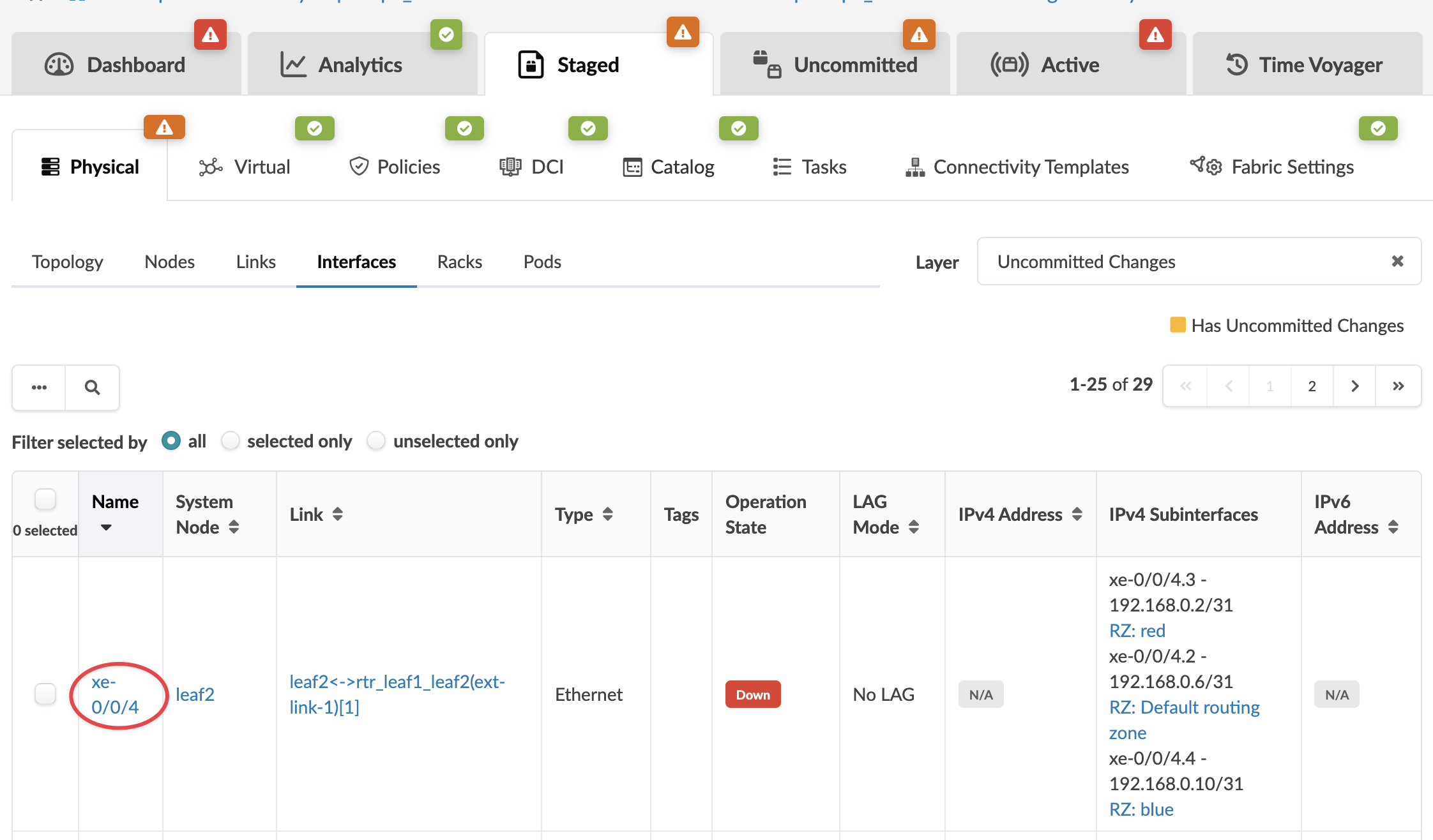 Bring Interface Up | Apstra 6.1 | Juniper Networks