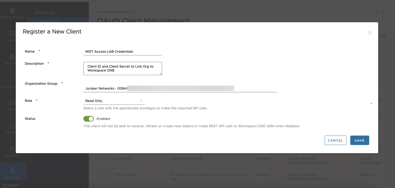 Workspace ONE UEM Integration | Mist | Juniper Networks