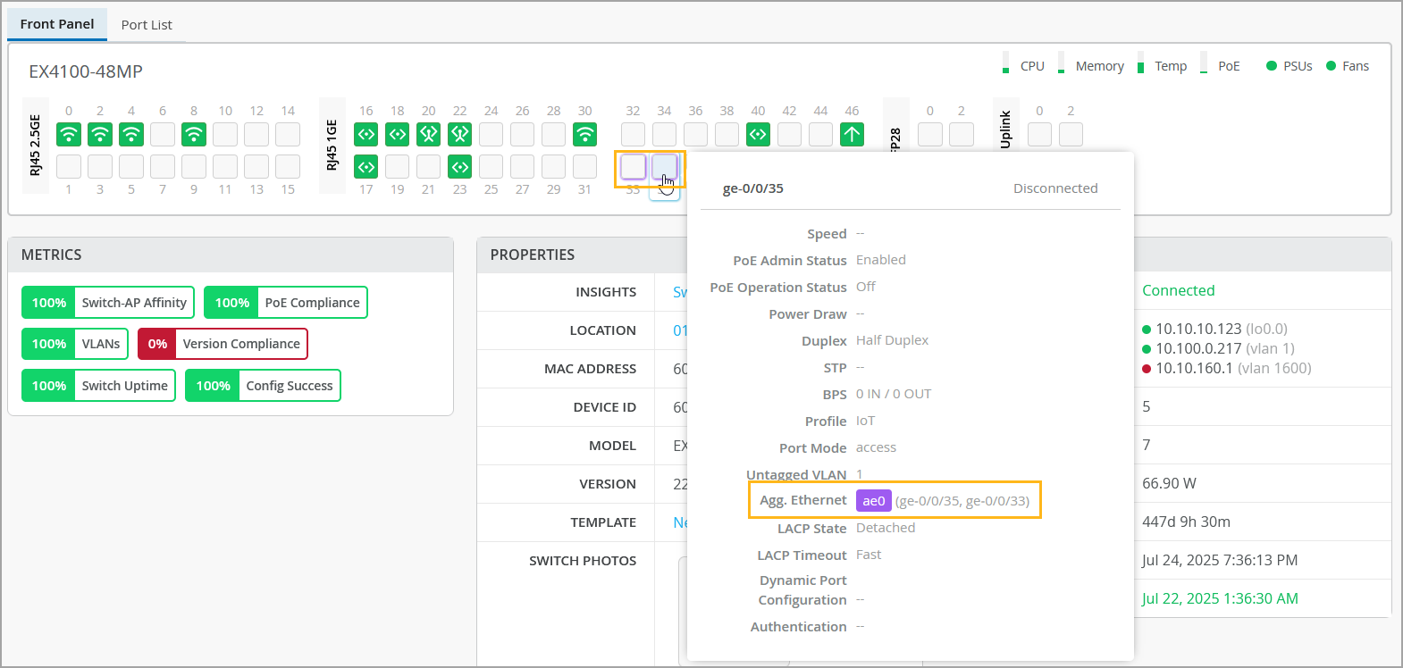 Configurar LAG con Wired Assurance | Mist | Juniper Networks
