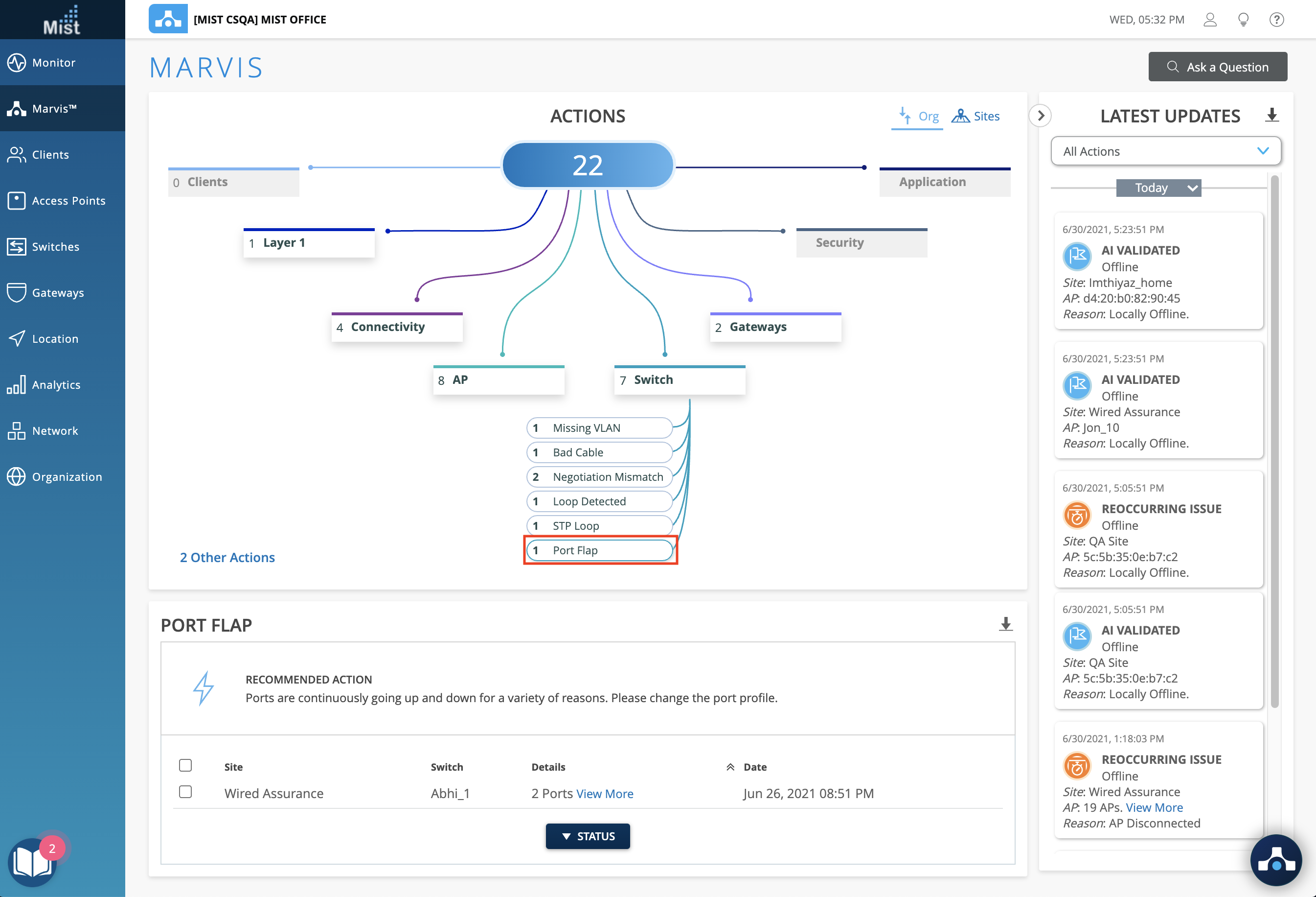 June 30th 2021 Updates | Mist | Documentation | Juniper Networks