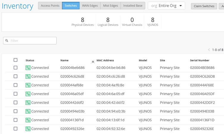 Manage vJunos-Switch VMs in Mist Cloud | Juniper Networks